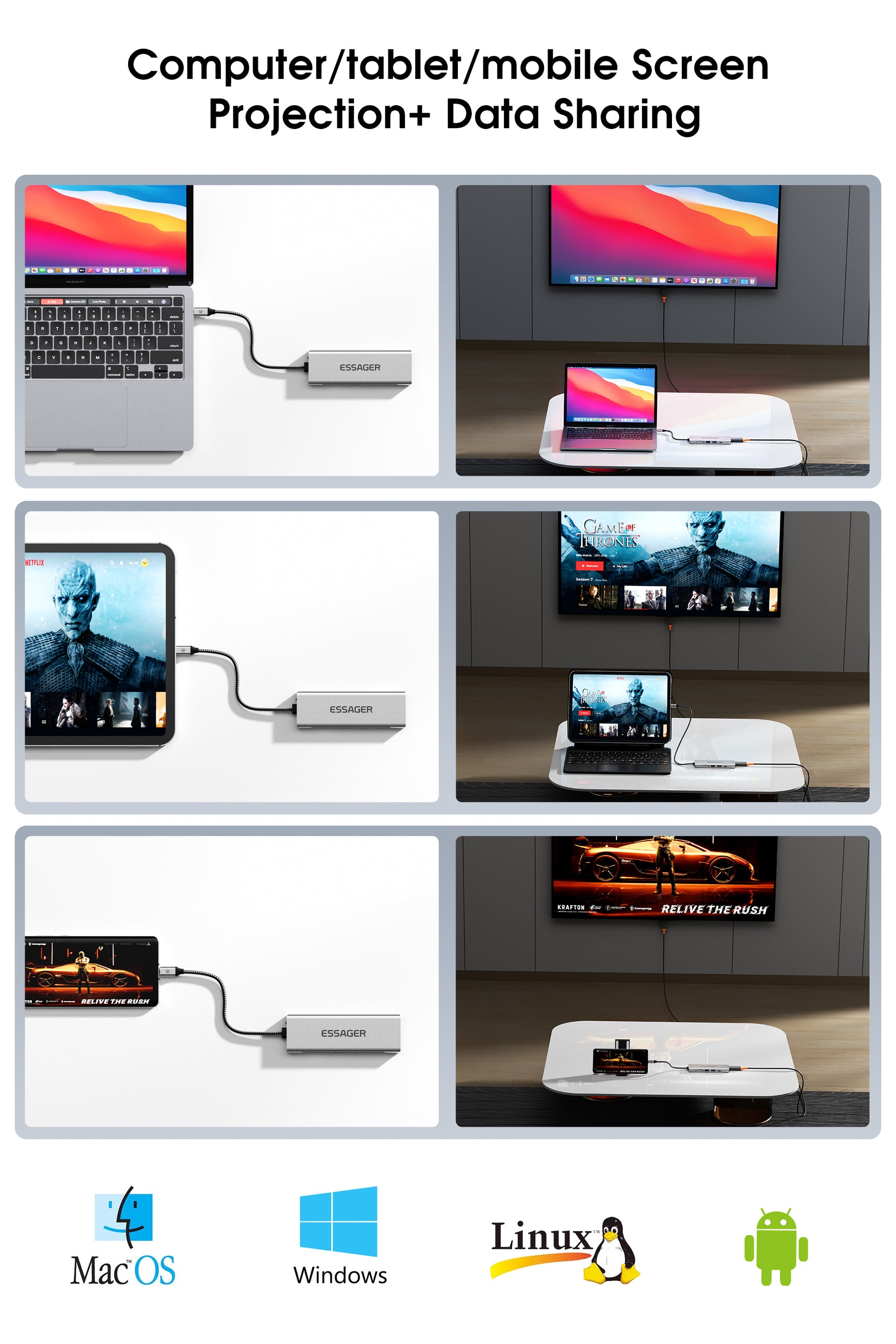 Essager 8-in-1 USBEssager 8-in-1 USB Hub With Disk Storage Function USB ...